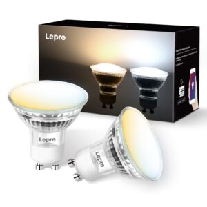 lepro gu10 smart led light bulbs, compatible with alexa & google assistant, dimmable with app, 50w equivalent, tunable white track light bulb, no hub required, 2.4g wifi only, pack of 2