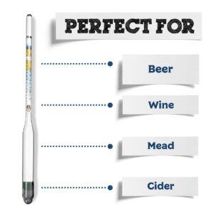 Fermentaholics Hydrometer | Monitor and Test Your Homebrew | Homebrewed Beer, Wine, Mead, Cider, and More | Easily Measure Specific Gravity