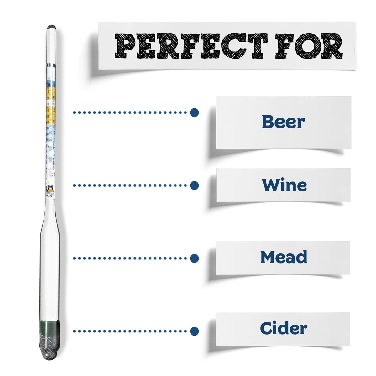 Fermentaholics Hydrometer | Monitor and Test Your Homebrew | Homebrewed Beer, Wine, Mead, Cider, and More | Easily Measure Specific Gravity