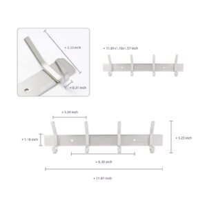 Coat Rack Wall Mounted,Stainless Steel Silver Towel Racks with 4 Hooks for Bathroom Kitchen Bedroom Door