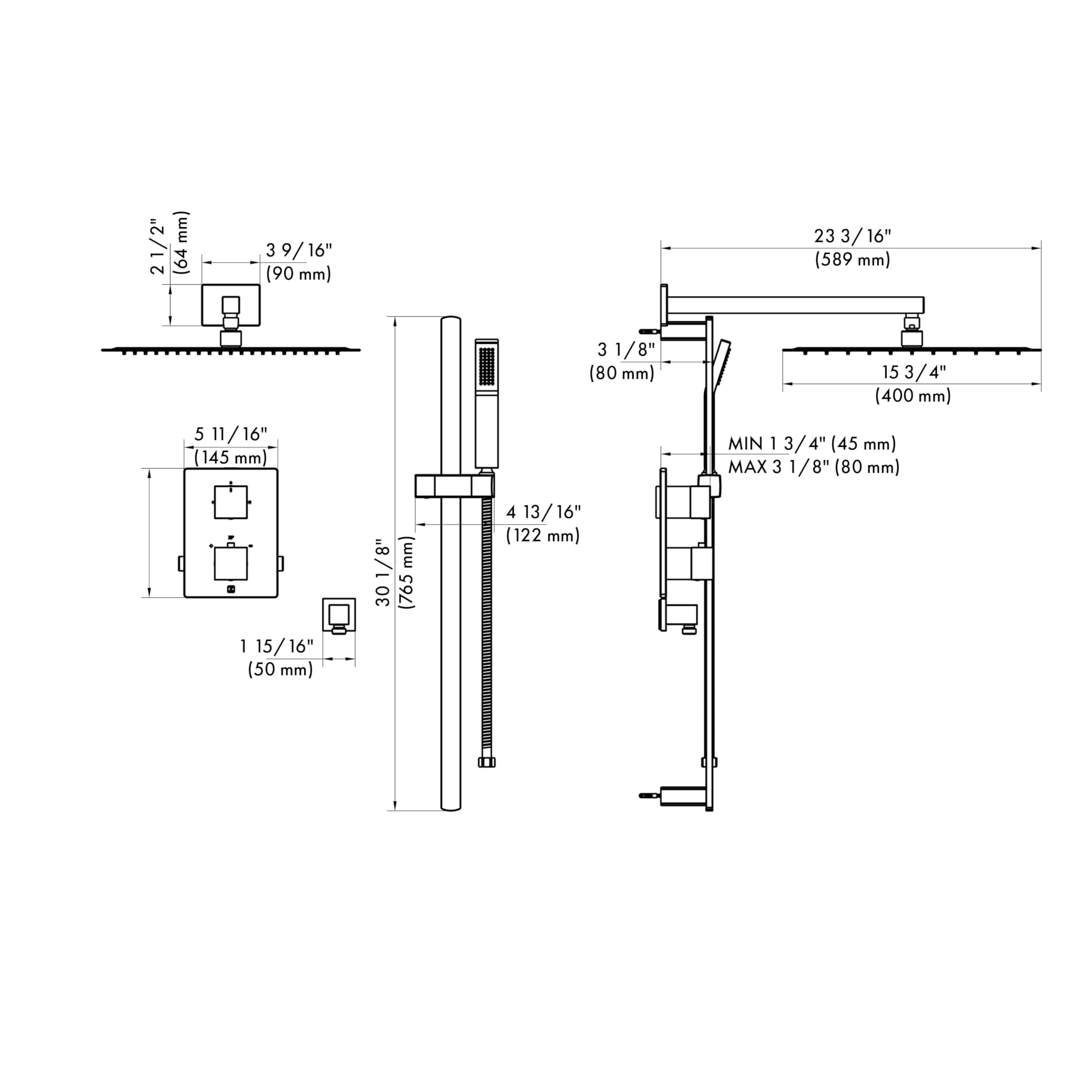 ZLINE Crystal Bay Thermostatic Shower System in Chrome (CBY-SHS-T2-CH)