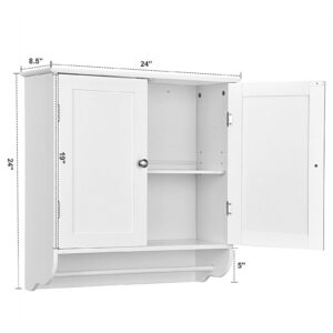 HPW Wall Mounted Bathroom Storage Cabinet Medicine Cabinet Storage Cupboard with Towel Bar Adjustable Inner Shelf Ample Storage Space for Storing Bathroom Essentials Toiletries Cosmetics Medicines