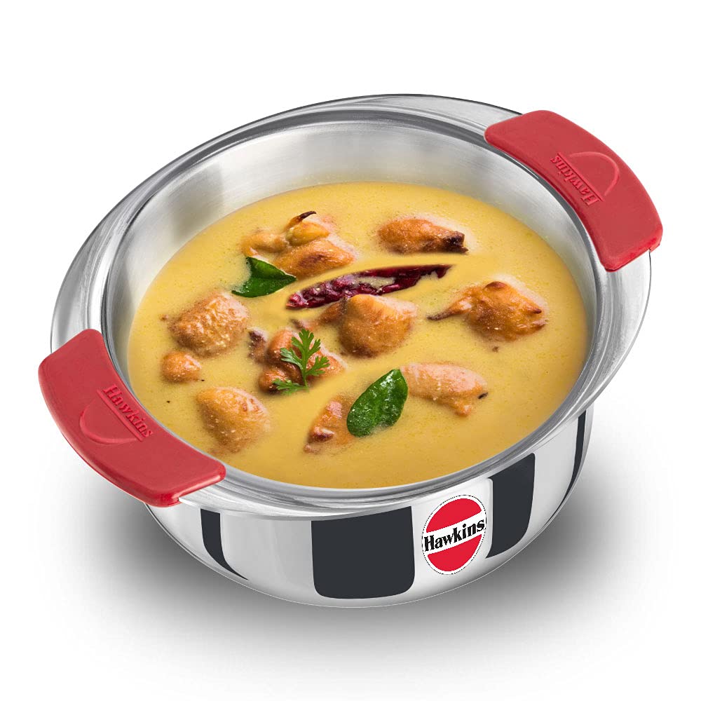 HAWKINS Tri-Ply Stainless Steel Patila/Bhagona/Tope/Sauce Pan, 2 Litre, Silver