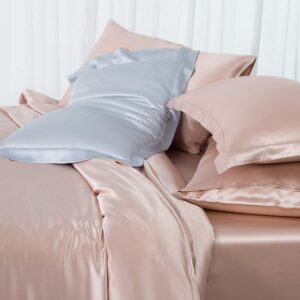 Orose 22 Momme Silk Duvet Covers 100% Mulberry Silk Comforter Bed Cover Silk Sheets… (Sweet Pink, Queen)