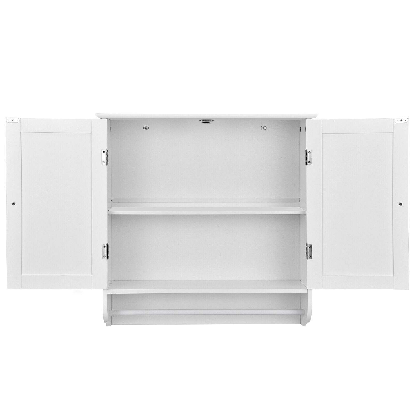 HPW Wall Mounted Bathroom Storage Cabinet Medicine Cabinet Storage Cupboard with Towel Bar Adjustable Inner Shelf Ample Storage Space for Storing Bathroom Essentials Toiletries Cosmetics Medicines