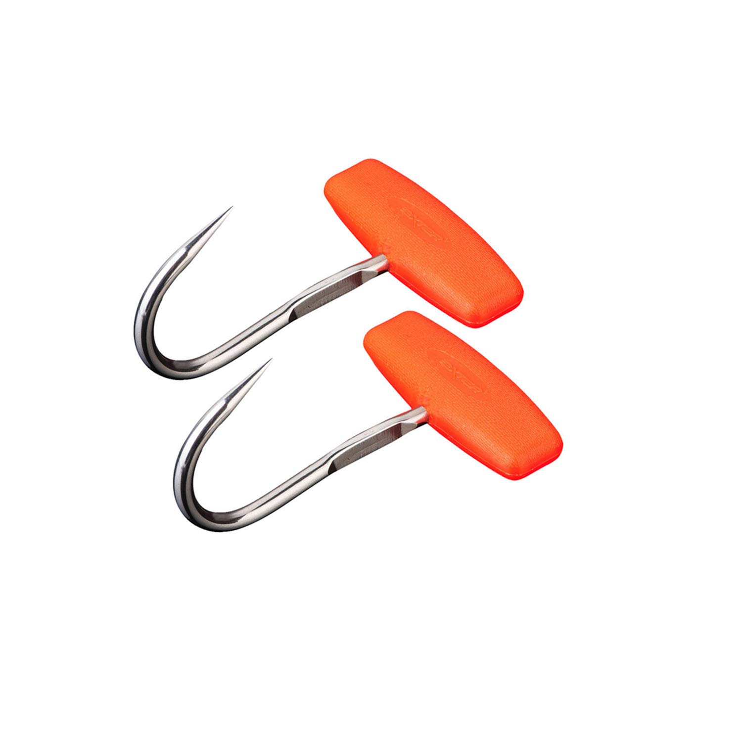 LGEGE 2 PCS Stainless Steel T Hooks with Orange Hook Plug,T-Handle Meat Boning Hook for Kitchen Butcher Shop Restaurant Tool (2xPlastic Orange Handle)