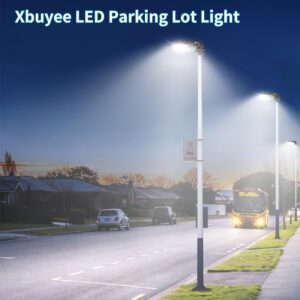 Xbuyee 150W LED Parking Lot Light with Dusk to Dawn Photocell, Dimmable LED Pole Light Outdoor Shoebox Lights with Slip Fitter Mount, 22500lm 150lm/W 5000K 100-277V IP65, 75W/100W/150W Adjustable, ETL