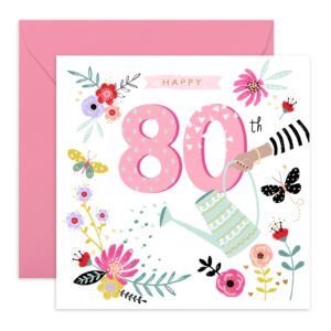 central 23 - cute 80th birthday card for women - 'happy 80th birthday ' - sweet birthday card for her - fun birthday card for him - comes with cute stickers