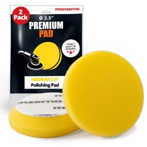 menzerna 3.5 inch 2x premium polishing pads medium cut for medium fine polishing i body repair & detailing pads with safety edge & velcro attachment i washable & long lasting