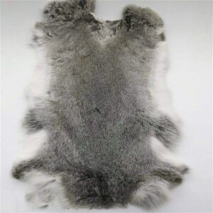 Natural Grey Rabbit Fur Pelt (10" by 14" with Sewing Quality Leather) - Soft Professionally Tanned 1PCS