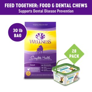 Wellness Natural Pet Food CH Adult Dog & Whimzees Pet Snack Treats, Trial Bundle, Medium - 28 Pack + 30 lb Bag