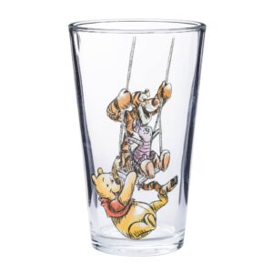 Silver Buffalo Disney's Winnie the Pooh Painted Scenes 4pc Pint Glass Set, 16 Ounces