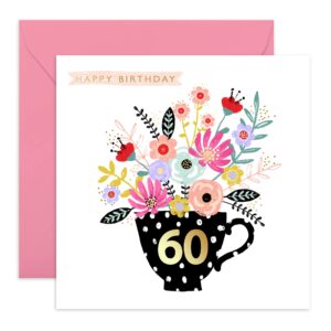 central 23 - cute 60th birthday card for women - 'happy 60th birthday ' - sweet birthday card for her - fun birthday card for him - comes with cute stickers