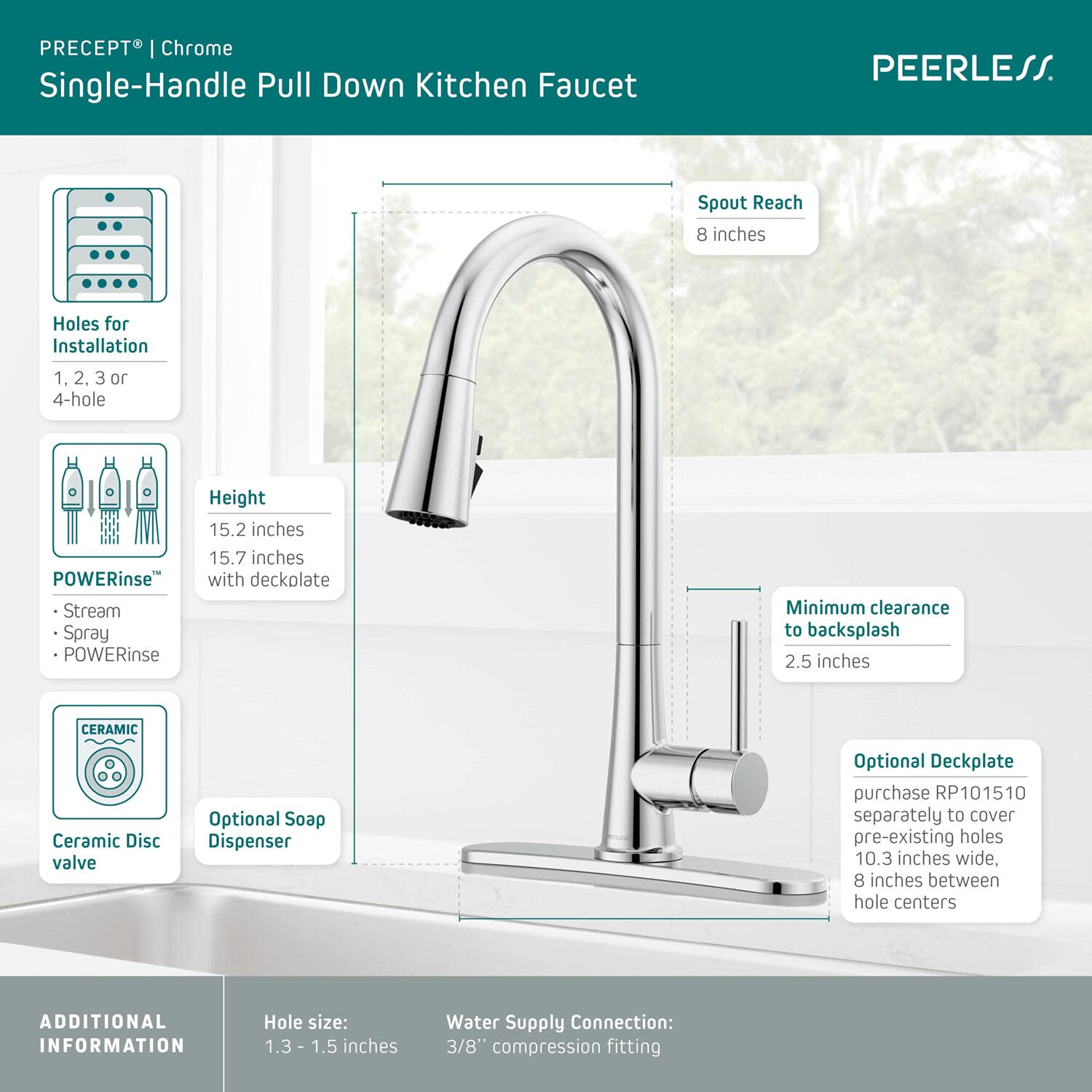 Peerless P7947LF Precept Pull-Down, 1.5 GPM Flow Rate, Chrome