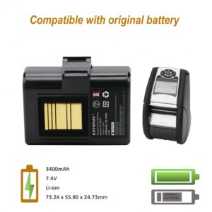 Replacement Battery for Zebra Zq520 ZQ500 ZQ510 Qln320/HC Qln220/HC Zr628 Printers,P1031365-025 P1031365-069 3400mAh/7.4V