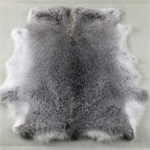 natural grey rabbit fur pelt (10" by 14" with sewing quality leather) - soft professionally tanned 1pcs