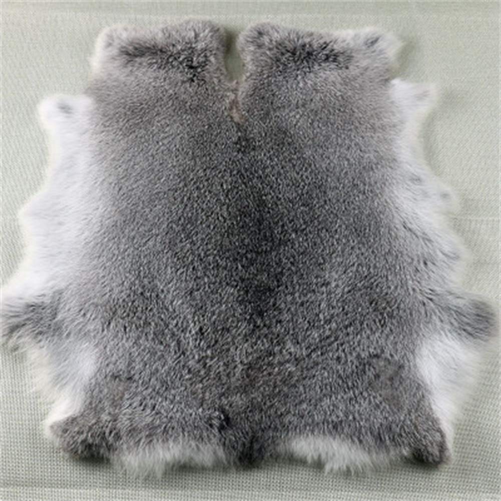 Natural Grey Rabbit Fur Pelt (10" by 14" with Sewing Quality Leather) - Soft Professionally Tanned 1PCS