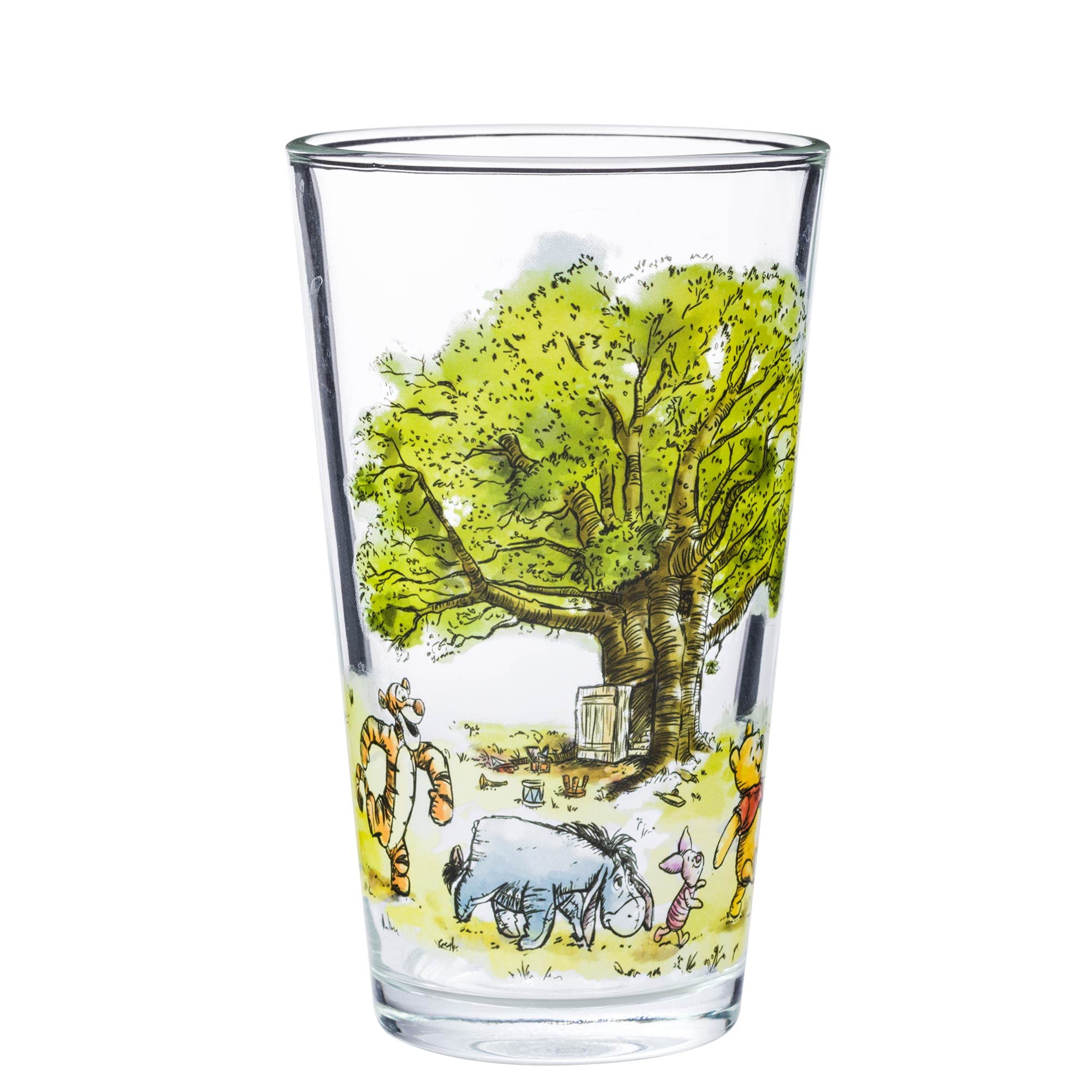 Silver Buffalo Disney's Winnie the Pooh Painted Scenes 4pc Pint Glass Set, 16 Ounces