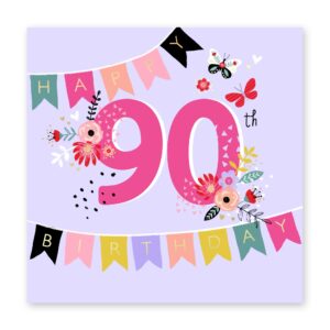 CENTRAL 23 - Cute 90th Birthday Card for Women - 'Happy 90th Birthday ' - Sweet Birthday Card for Her - Fun Birthday Card for Him - Comes with Cute Stickers