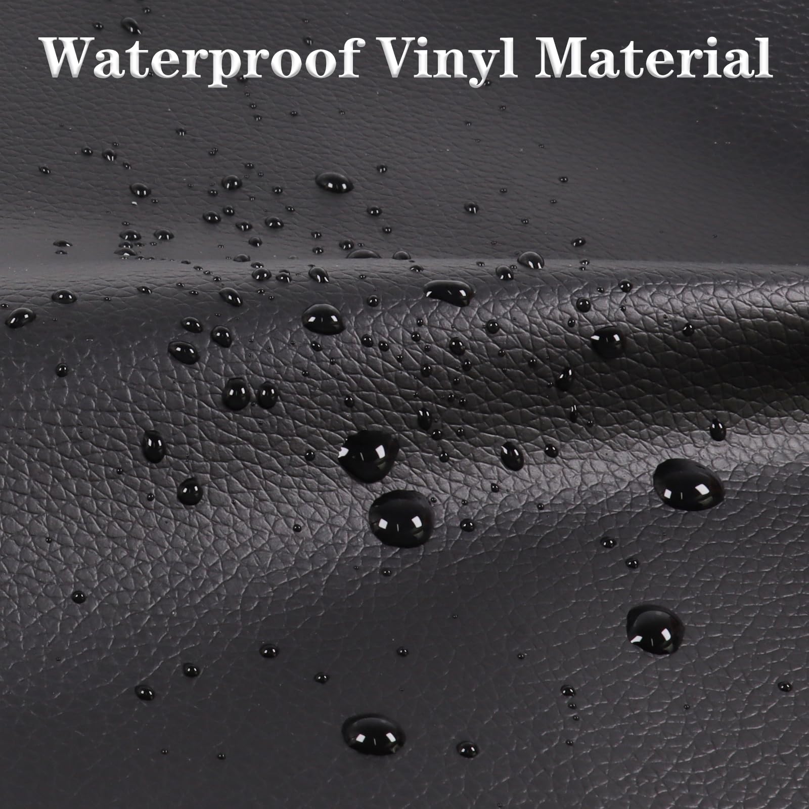 Car Elements Vinyl Leather Fabric Marine Waterproof Material 55" W×36" L Upholstery Synthetic Leather Sheets 0.6mm Thick Anti-UV,Non-Peeling for Car Furniture Sofa Boat Replacement Renovate, Black