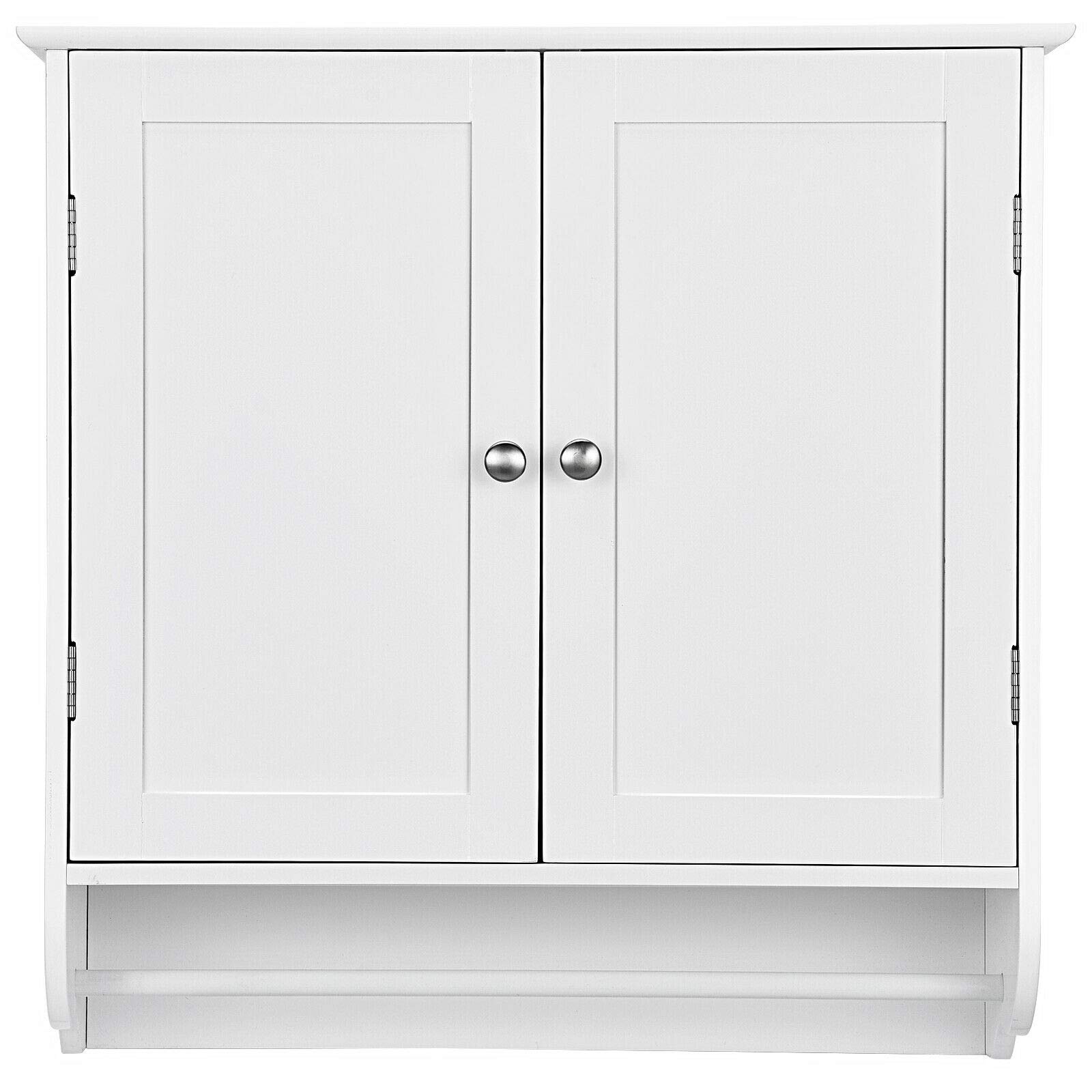 HPW Wall Mounted Bathroom Storage Cabinet Medicine Cabinet Storage Cupboard with Towel Bar Adjustable Inner Shelf Ample Storage Space for Storing Bathroom Essentials Toiletries Cosmetics Medicines