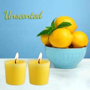 CandleNScent Yellow Votive Candles | Unscented - 15 Hour Burn Time - Made in USA (Pack of 6)