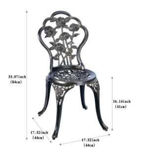 C/G 3 Piece Bistro Set,Outdoor Patio Set,Anti-Rust Cast Aluminum Bistro Table Set for Park Yard Front Porch Furniture(Antique Copper)