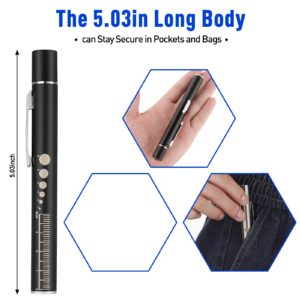 Honoson Pen Light, Reusable LED Penlight for Students Doctors Nurses with 2 Light LED Sources, USB Rechargeable, Extra Warm Light Bulb, Pocket Clip (Black, Silver,2 Pieces)