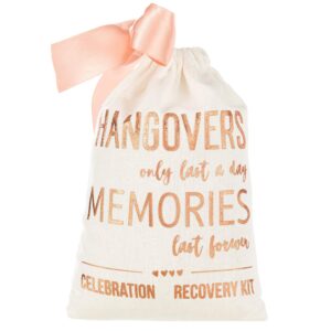 10 pcs 5"x7" bridal shower party gift bags - rose gold foil "hangovers" - bachelorette hangover kit bags - cotton recovery kit bags - muslin drawstring bag for bridal shower wedding party