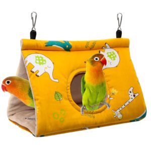 rypet winter warm bird nest house - hanging hammock velvet shed hut cage plush fluffy birds hideaway sleeping bed fuzzy for parrot parakeet cockatiels budgies lovebird small（yellow）