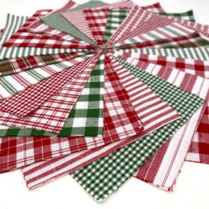 40+ Merry Christmas Charm Pack Red Green White, 5 inch Precut Cotton Homespun Fabric Squares by JCS