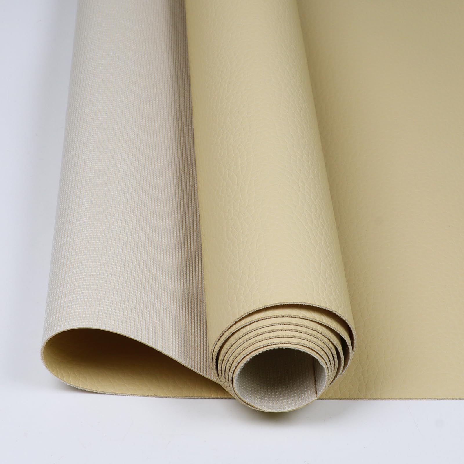 Car Elements Vinyl Leather Fabric Marine Waterproof Material 55" W×36" L Upholstery Synthetic Leather Sheets 0.6mm Thick Anti-UV,Non-Peeling for Car Furniture Sofa Boat Replacement Renovater, Beige