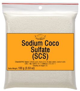 artekas innovation sodium coco sulfate (scs) - fine granules - anionic, foaming surfactant - for homemade solid shampoo bars, soap, foamy, bubbly products, hair, body - 100 g | 3.53 oz