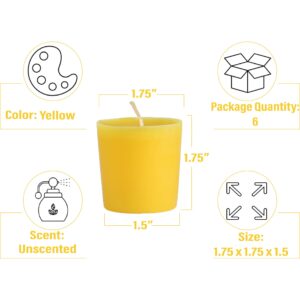 CandleNScent Yellow Votive Candles | Unscented - 15 Hour Burn Time - Made in USA (Pack of 6)