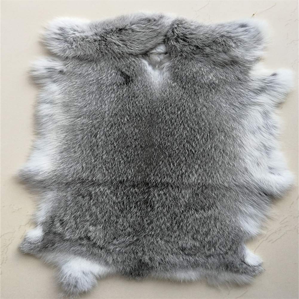 Natural Grey Rabbit Fur Pelt (10" by 14" with Sewing Quality Leather) - Soft Professionally Tanned 1PCS