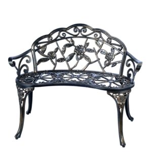 c/g patio balcony bench double seat, anti-rust cast aluminum patio garden bench for park yard outdoor furniture copper