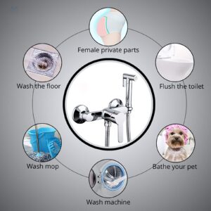 Handheld Bidet Sprayer for Toilet, Chrome Wall Mounted Bathroom Cloth Diaper Sprayer Set Cold and Hot Water Brass Toilet Bidet Sprayer Kit for Personal Hygiene