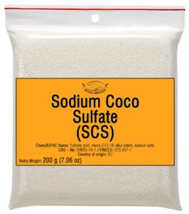 artekas innovation - sodium coco sulfate (scs) - fine granules - anionic, foaming surfactant - for homemade solid shampoo bars, soap, foamy, bubbly products, hair, body - 200 g | 7.06 oz