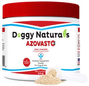 azovast plus kidney health supplement for dogs & cats, oral powder (6 oz) - (120 doses/jar) no refrigeration required - help support kidney function & manage renal toxins (made in u.s.a) (6 oz)