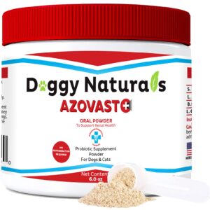 Azovast Plus Kidney Health Supplement for Dogs & Cats, Oral Powder (6 Oz) - (120 Doses/Jar) NO Refrigeration Required - Help Support Kidney Function & Manage Renal Toxins (Made in U.S.A) (6 Oz)