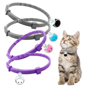 4 pack cats calming collar, cat anxiety relief with pheromones, waterproof calm collar size up to 15 inches (4 pack cats collar+4 pendants)