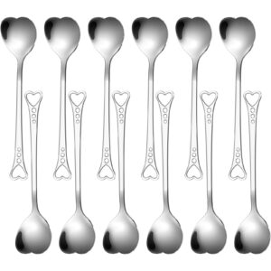 patelai 12 pieces heart shaped stainless steel tea spoon flatware set, 5.7 inch coffee sugar spoon ice cream cake dessert spoon stirring spoon for home, restaurant and valentine's day present