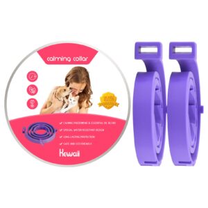 kewaii calming collar for cats adjustable waterproof calm collar 60 days effective reduce anxiety, persistent natural pheromone, up to 15 inch (2pack)