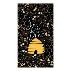 timeless treasures save the bees hive 24" panel black, fabric