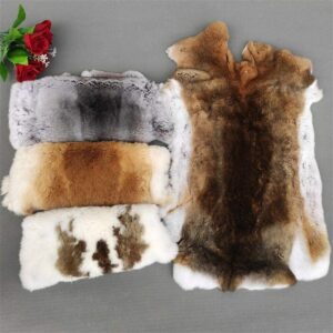 assorted natural rabbit skin fur pelts grade craft with sewing quality leather 10" by 14" with sewing quality leather for decoration, cat/dog toys, sewing, or crafting fur hide (5pcs bulk)