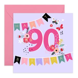 central 23 - cute 90th birthday card for women - 'happy 90th birthday ' - sweet birthday card for her - fun birthday card for him - comes with cute stickers