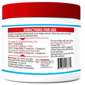 Azovast Plus Kidney Health Supplement for Dogs & Cats, Oral Powder (6 Oz) - (120 Doses/Jar) NO Refrigeration Required - Help Support Kidney Function & Manage Renal Toxins (Made in U.S.A) (6 Oz)