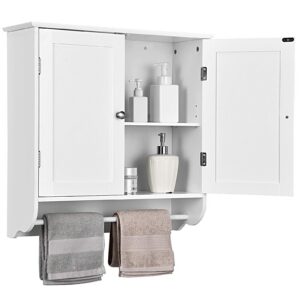 hpw wall mounted bathroom storage cabinet medicine cabinet storage cupboard with towel bar adjustable inner shelf ample storage space for storing bathroom essentials toiletries cosmetics medicines