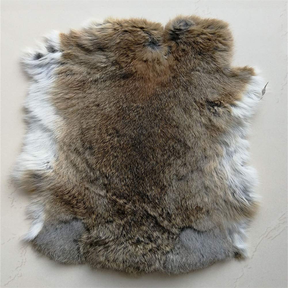 Natural Yellow Tan Rabbit Fur Pelt Hide (10" by 14" with Sewing Quality Leather - Soft Professionally Tanned Craft Grade 1PCS