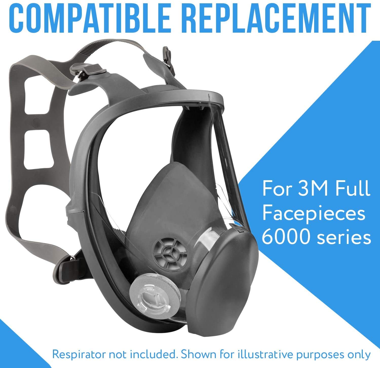 6000 Series Head Harness Strap, Compatible with 3M Full Facepieces 51131370055, Industrial Respirator Replacement Straps, Size 6897/37005